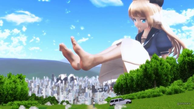 Mmd giantess | giant girl chill on city | giant feet crush city ...